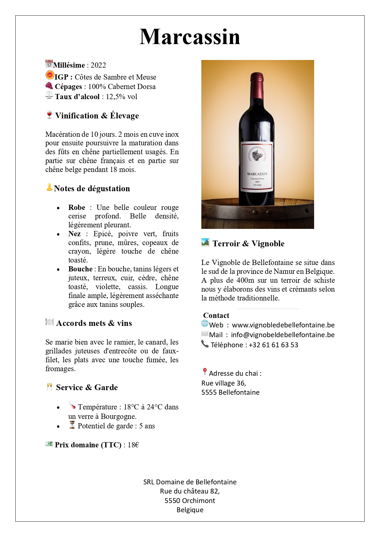 Marcassin | Vignoble de Bellefontaine